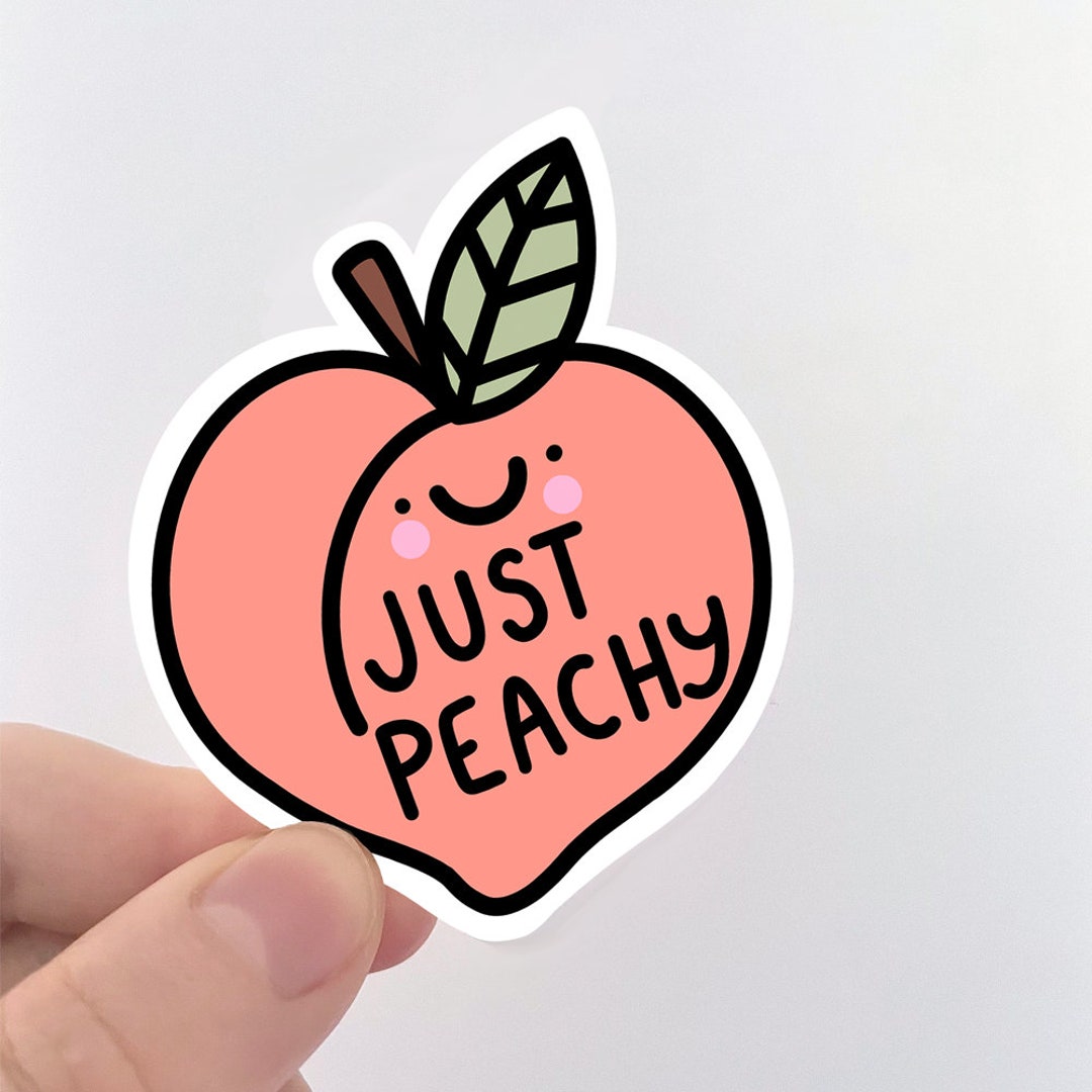 Just Peachy Peach Glossy Vinyl Sticker | Die Cut Sticker | Decal ...