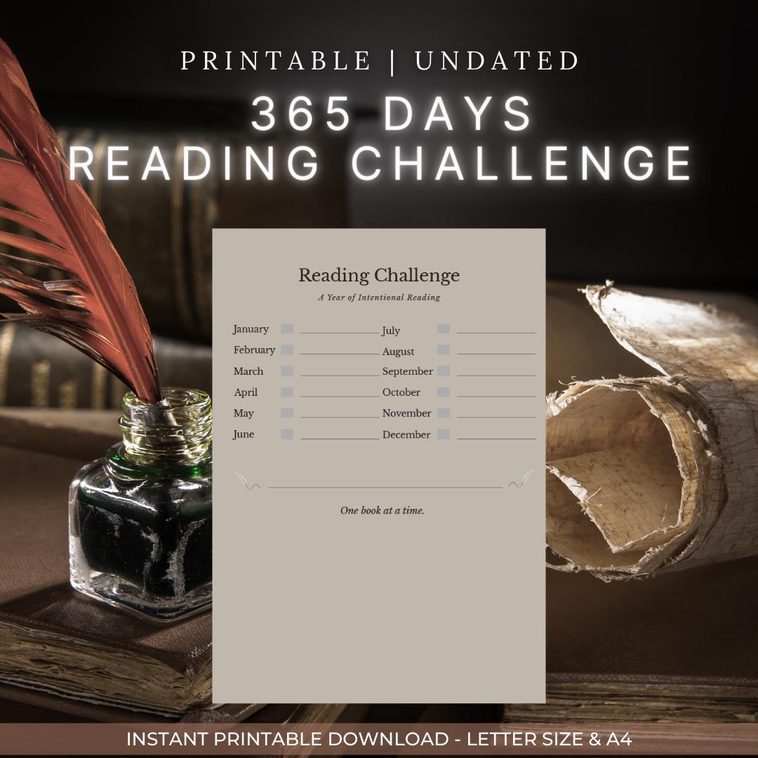 Neutral Reading Challenge Printable | Yearly Book Tracker | Minimal ...