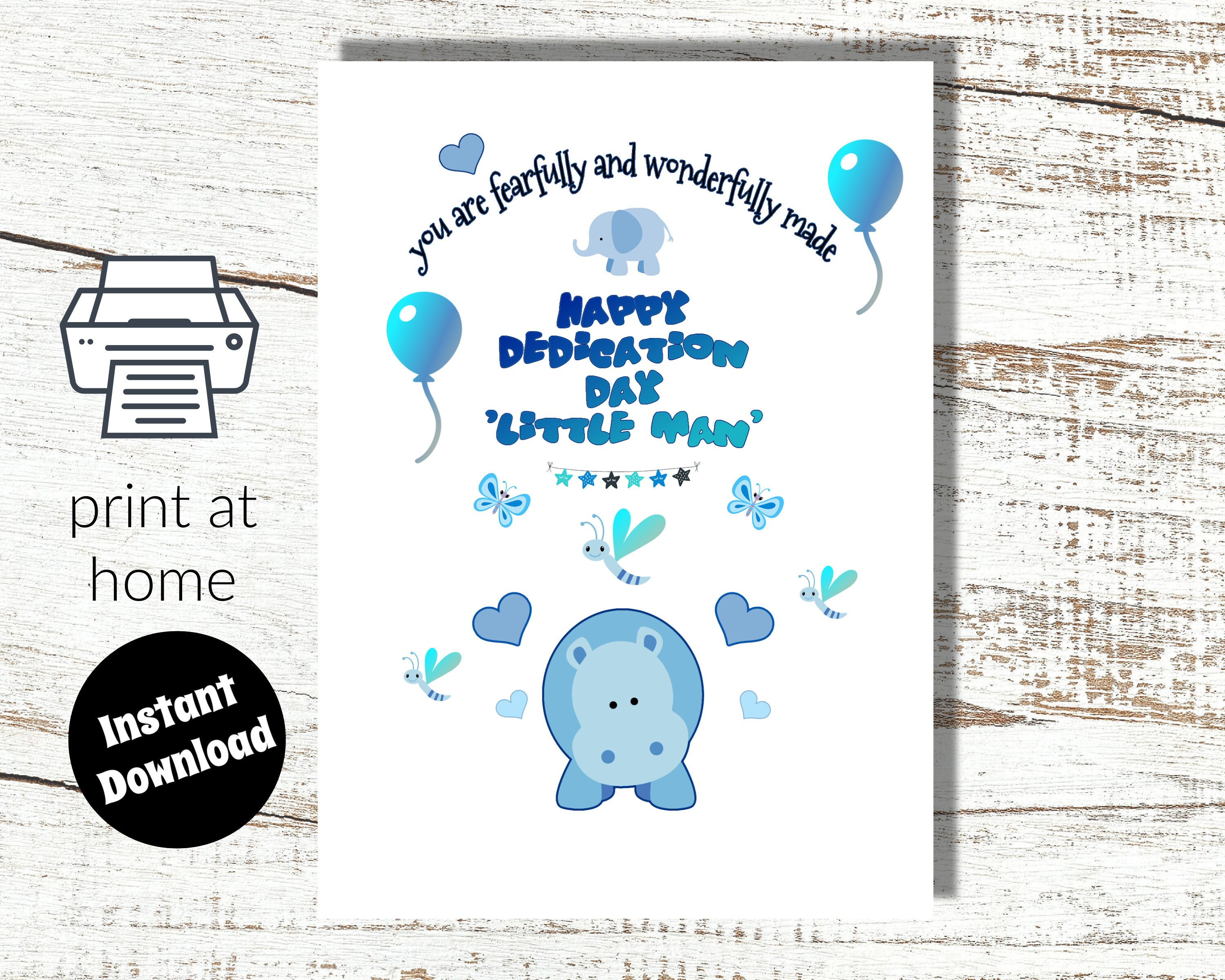 Instant Download and Print at Home Dedication Card - Happy Dedication ...