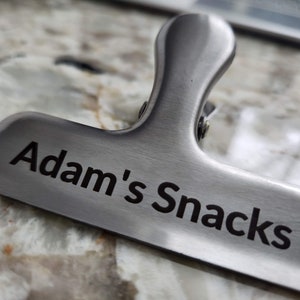 Four Pack - Custom Bag Clips - Laser Engraved - Extra Heavy Stainless ...