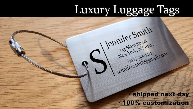 Set of Luxury Stainless Steel Luggage Tags Laser Engraved Set of ...
