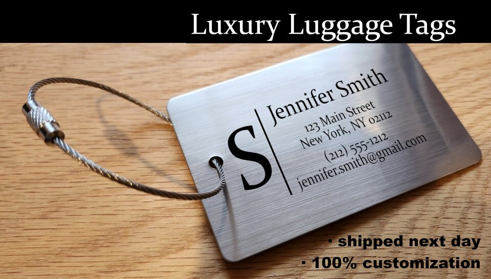 Set of Luxury Stainless Steel Luggage Tags Laser Engraved Set of ...