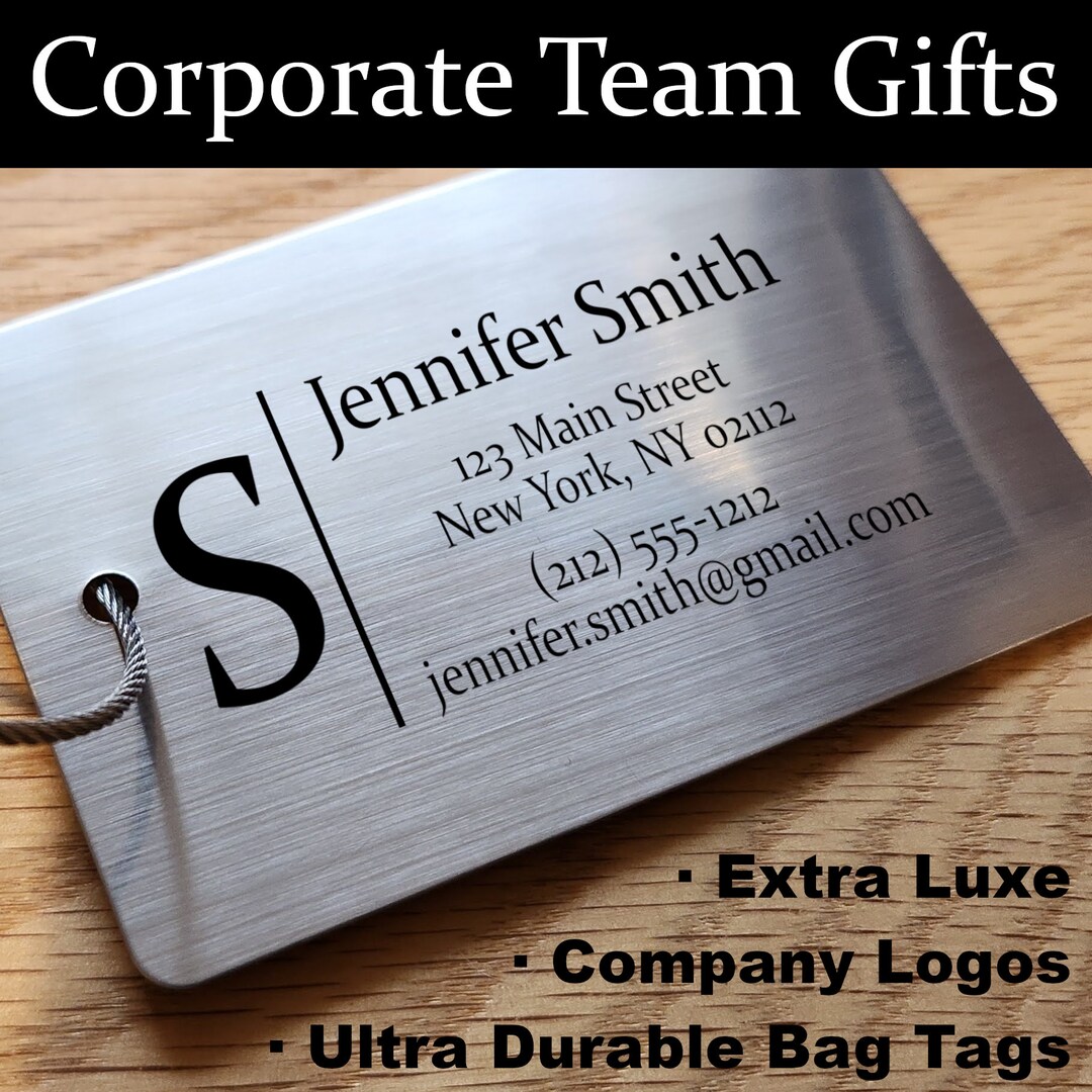 Luxury Stainless Steel Bag Tags - Laser Engraved - Corporate Team Gifts ...