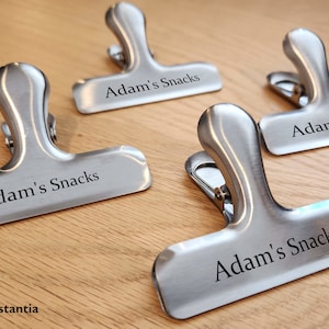 Four Pack - Custom Bag Clips - Laser Engraved - Extra Heavy Stainless ...
