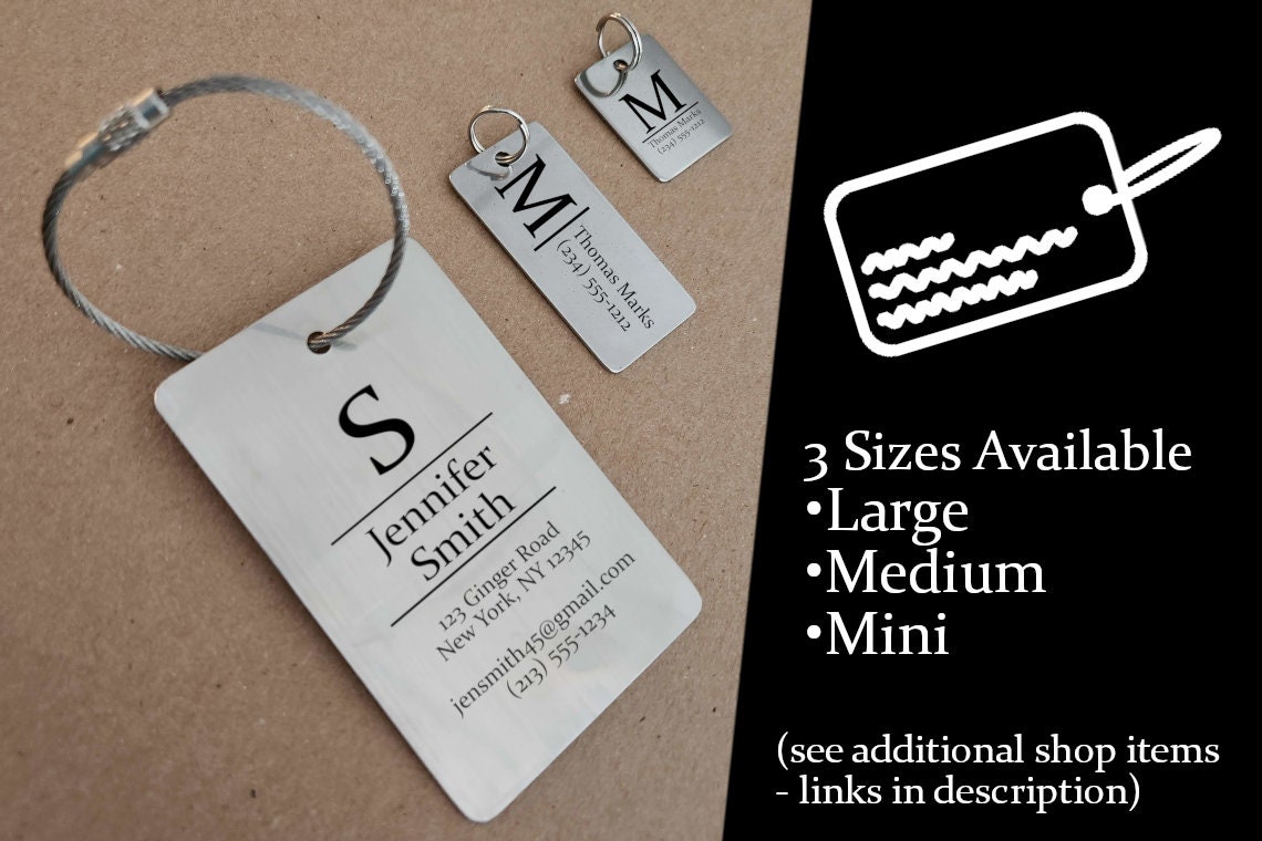 Luxury Stainless Steel Bag Tags Laser Engraved Corporate Team Gifts ...