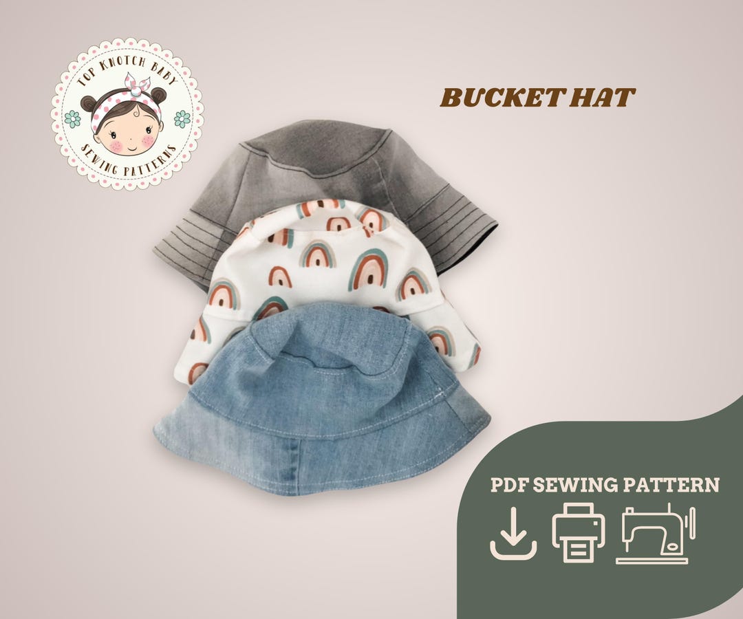 Kids Bucket Hat PDF Sewing Pattern and Tutorial | Baby Sun Hat Pattern ...