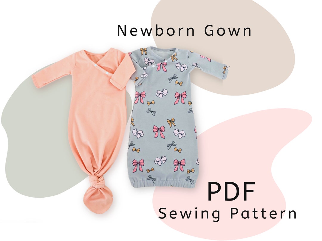 Knotted Baby Gown PDF Pattern Newborn Wrap Gown Sewing Pattern and ...