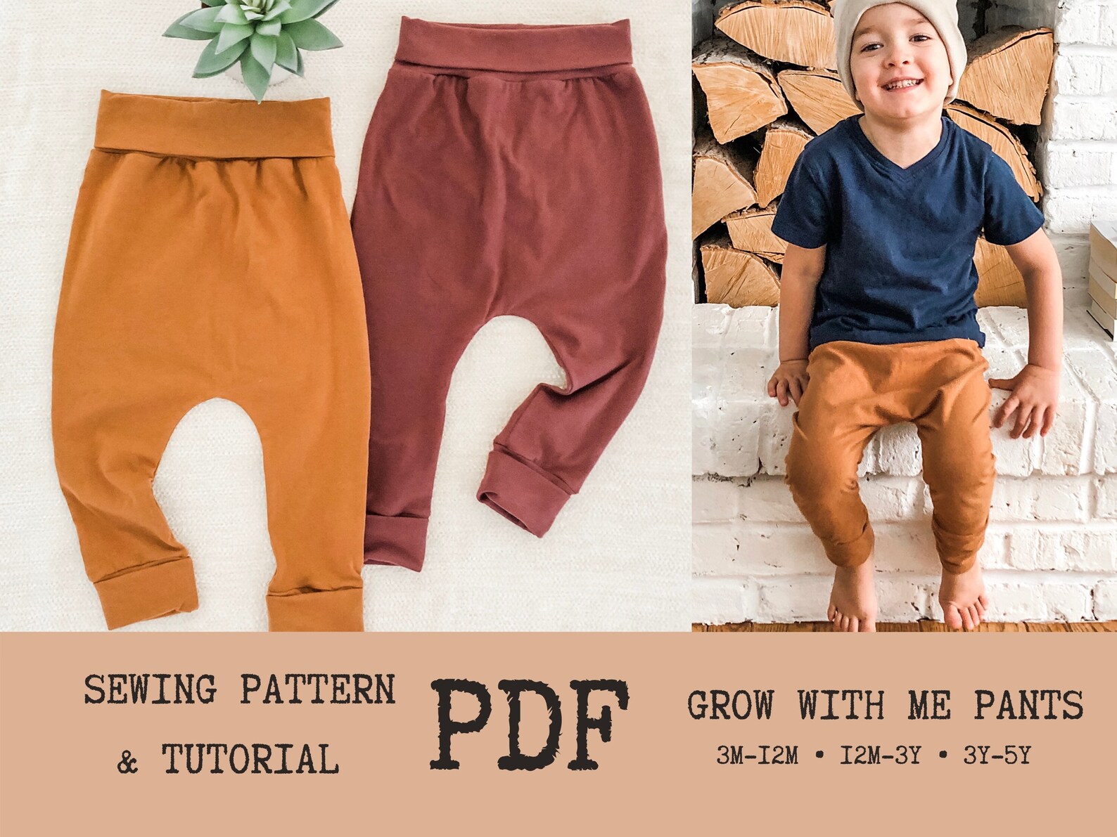 Grow With Me Pants PDF Sewing Pattern and Tutorial Baby and | Etsy