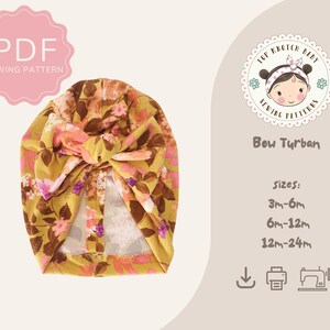 Bow Turban Sewing Pattern PDF Kids Hat With Bow Learn to Sew Newborn ...