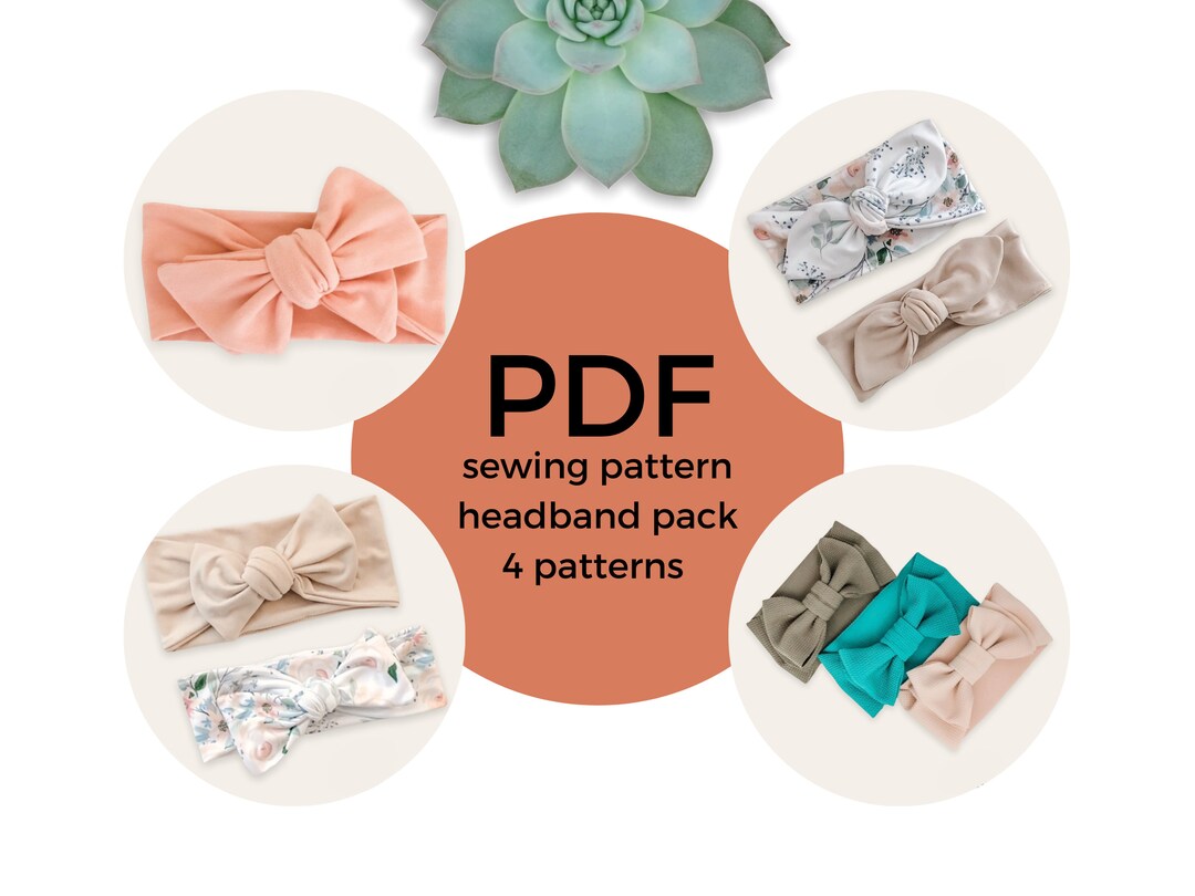 Headband PDF Sewing Pattern Pack- 4 Headband Styles- Newborn to Adult ...