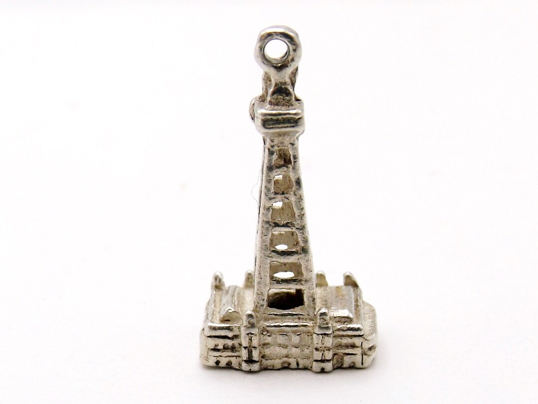 OIL RIG PLATFORM Vintage Bracelet Charm Small Three Dimensional Hollow ...