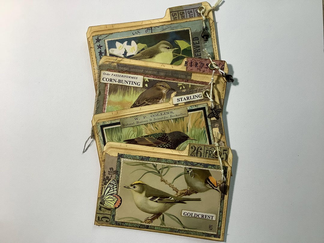 Handmade Bird File Folder Pockets X 4 - Size 4.5 X 3.25 Inches - Etsy