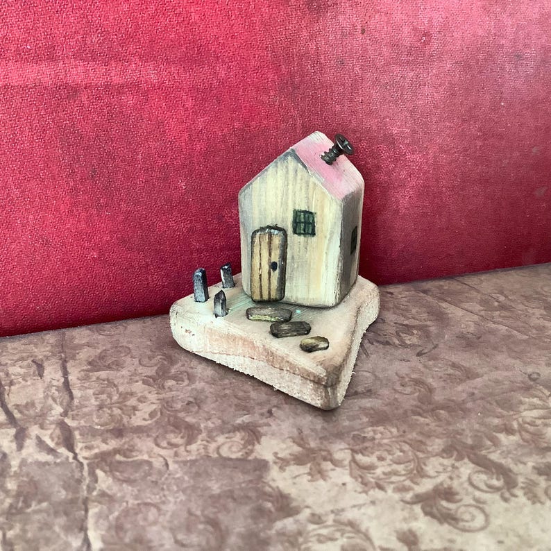 Set of 3 Handmade Tiny Wooden Cottages - Etsy UK