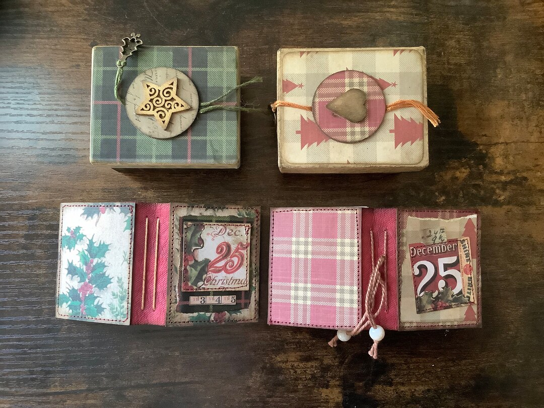 Christmas Vintage Style Mini Junk Journals in Their Own Box Handmade x ...