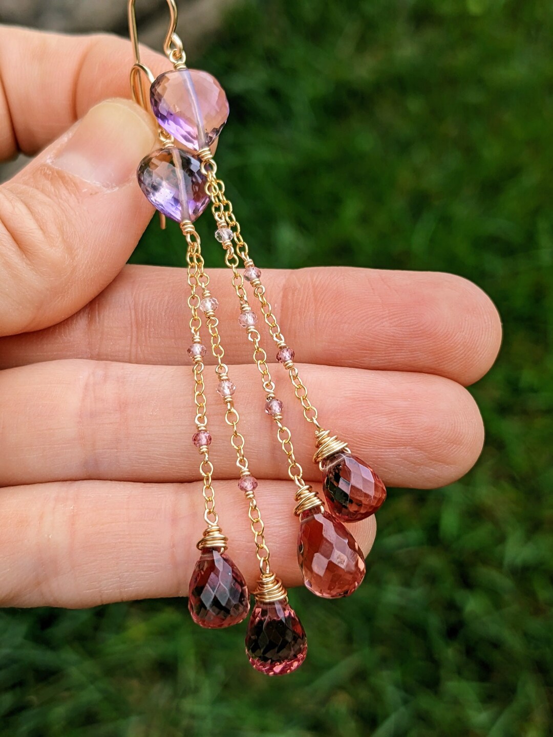 Color Changing Earrings With Spinel and Ametrine - Etsy