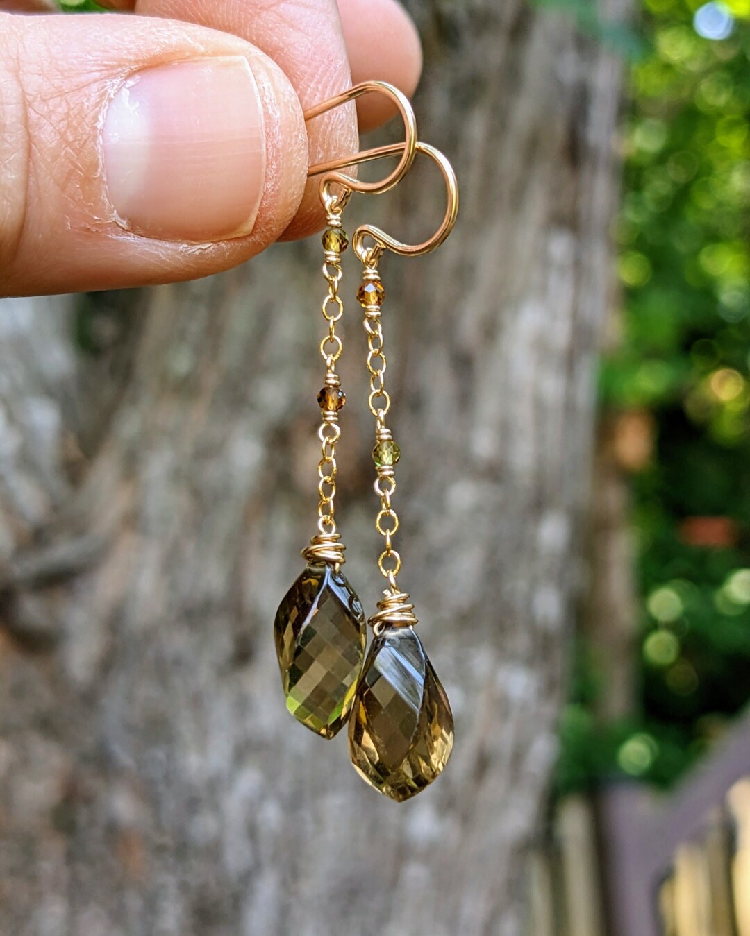 Beer Quartz Twist Drops With Petro Tourmaline - Etsy