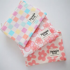 Retro Floral Checkered Coin Purse | Small Zipper Pouch Wallet 5"x4 ...