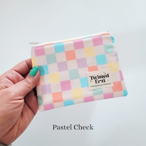 Retro Floral Checkered Coin Purse | Small Zipper Pouch Wallet 5"x4 ...