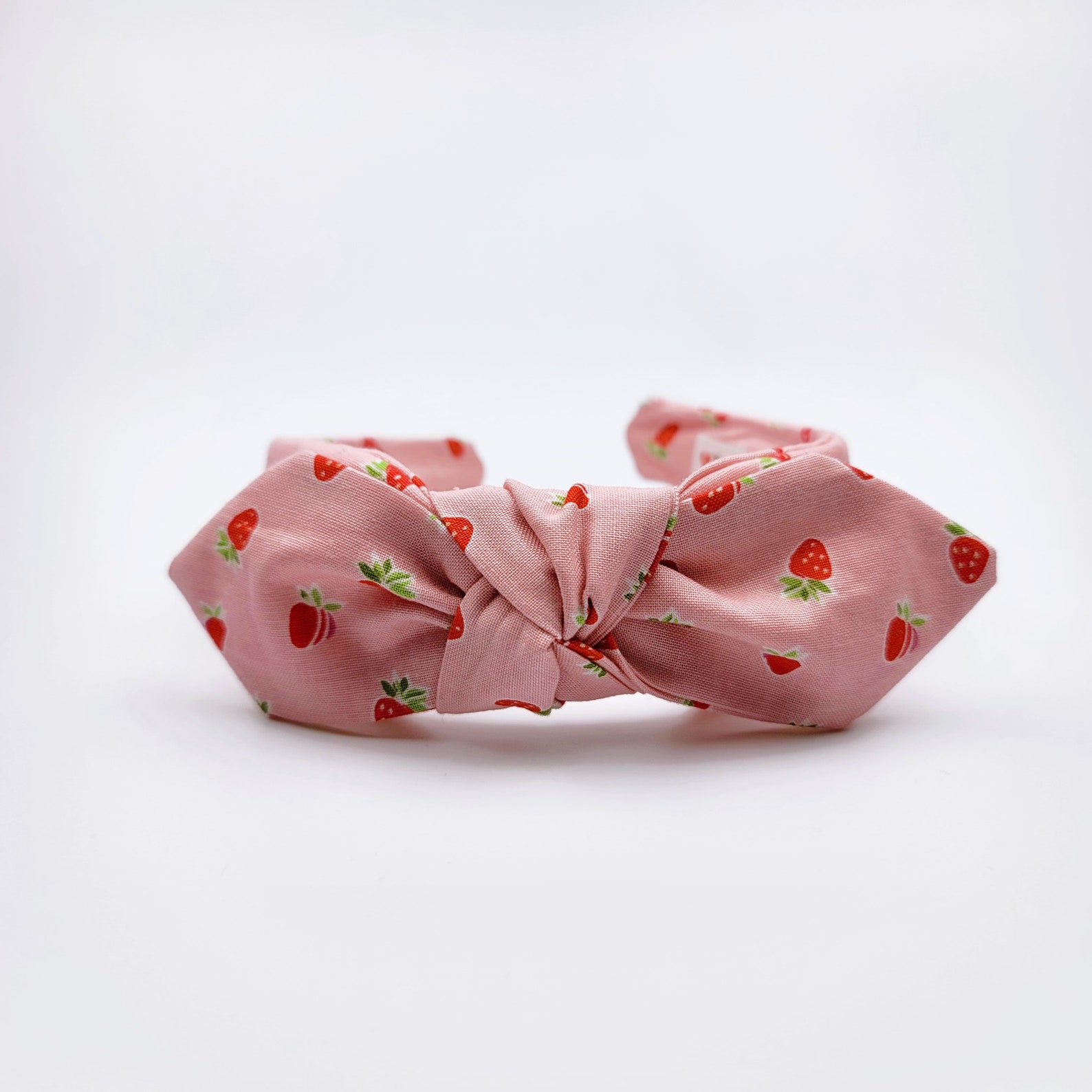 Strawberry Pink Bow Headband Fabric Covered Top Knot | Etsy