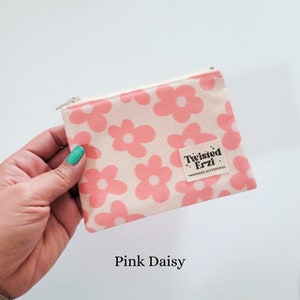 Retro Floral Checkered Coin Purse | Small Zipper Pouch Wallet 5"x4 ...