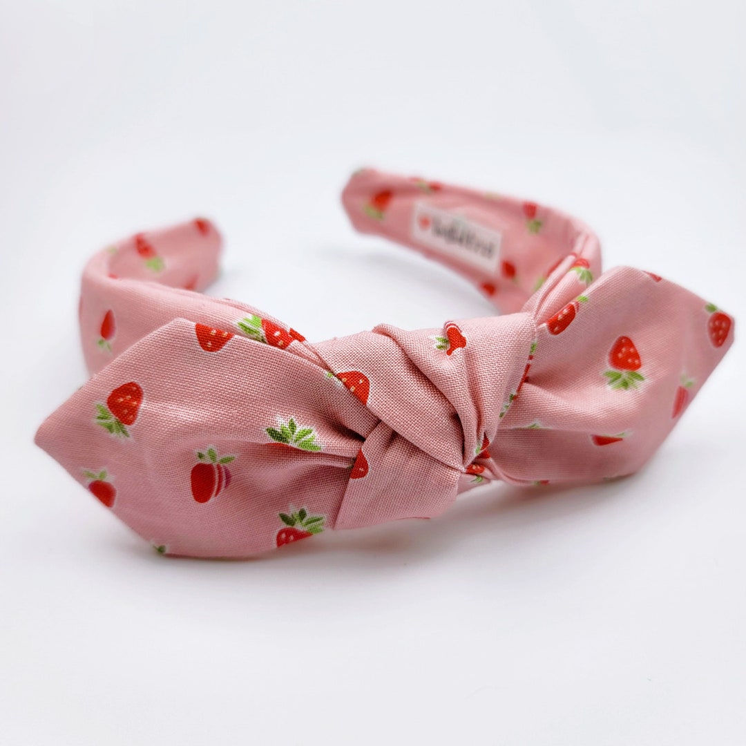 Strawberry Pink Bow Headband Fabric Covered Top Knot Headband Women ...