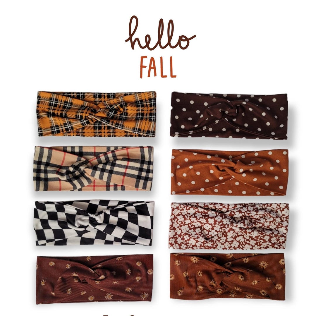 Fall Twist Headband: Retro Plaid Fabric Headband With Buttons - Etsy