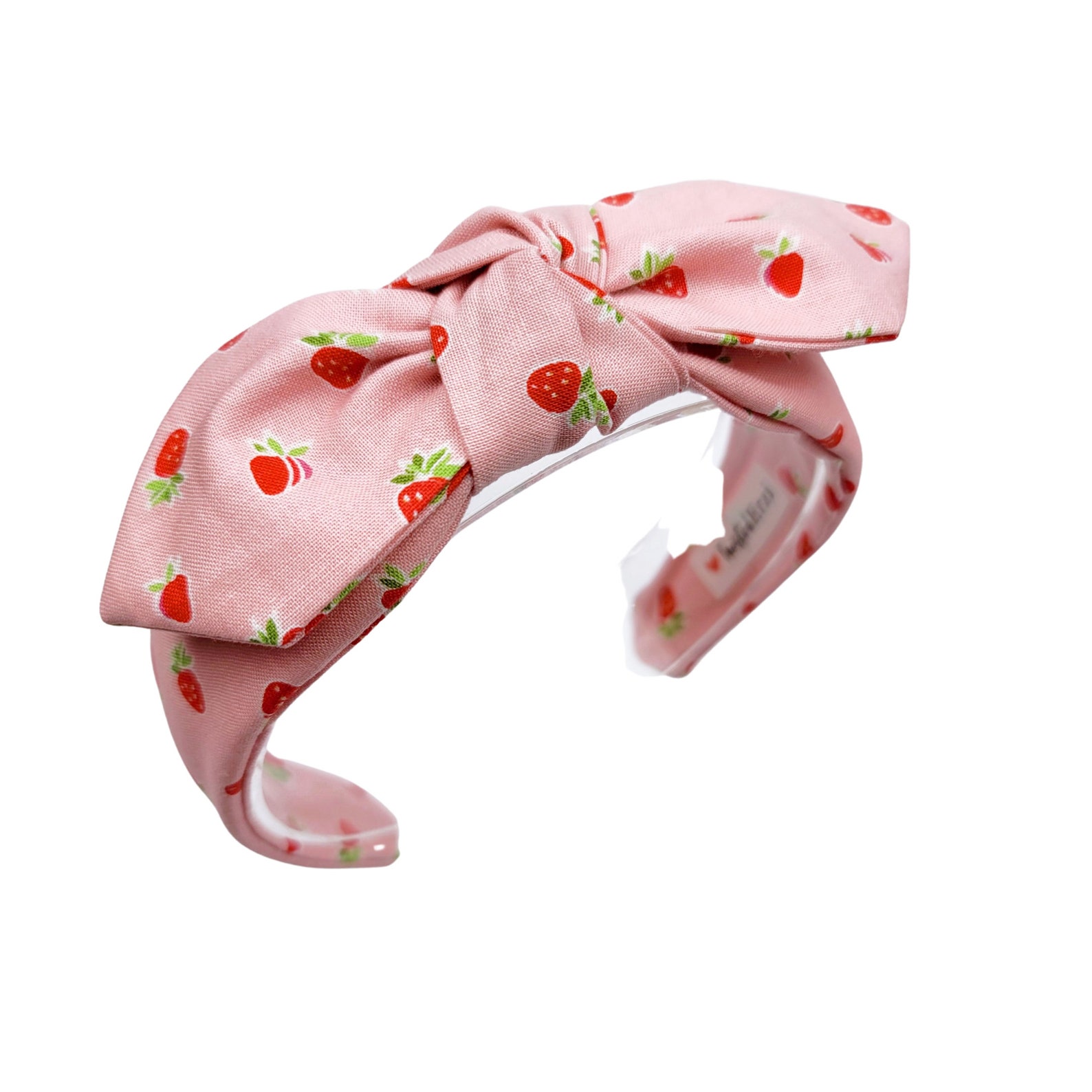 Strawberry Pink Bow Headband Fabric Covered Top Knot - Etsy