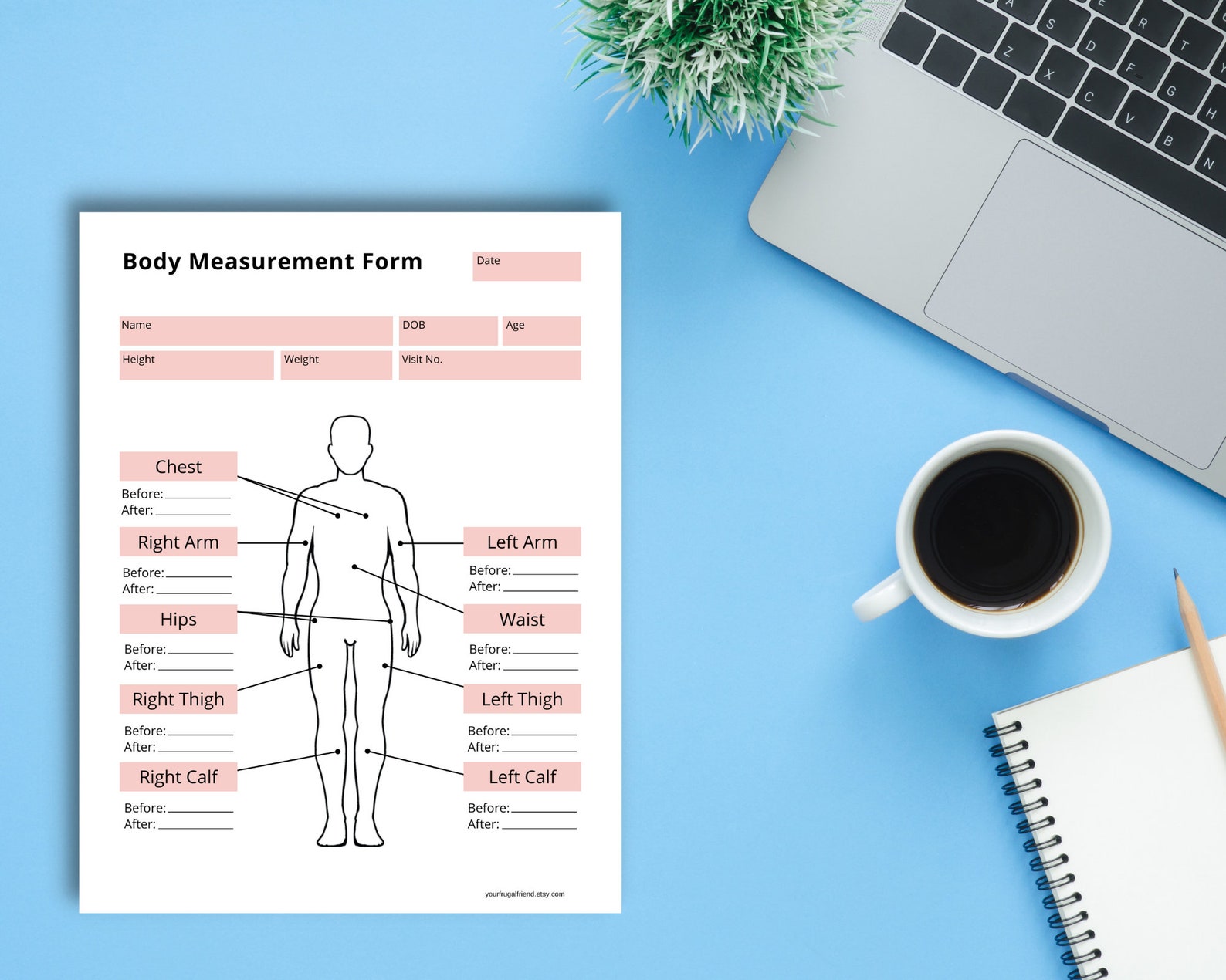 Body Cavitation Consultation Forms, Editable Body Measurement Template ...