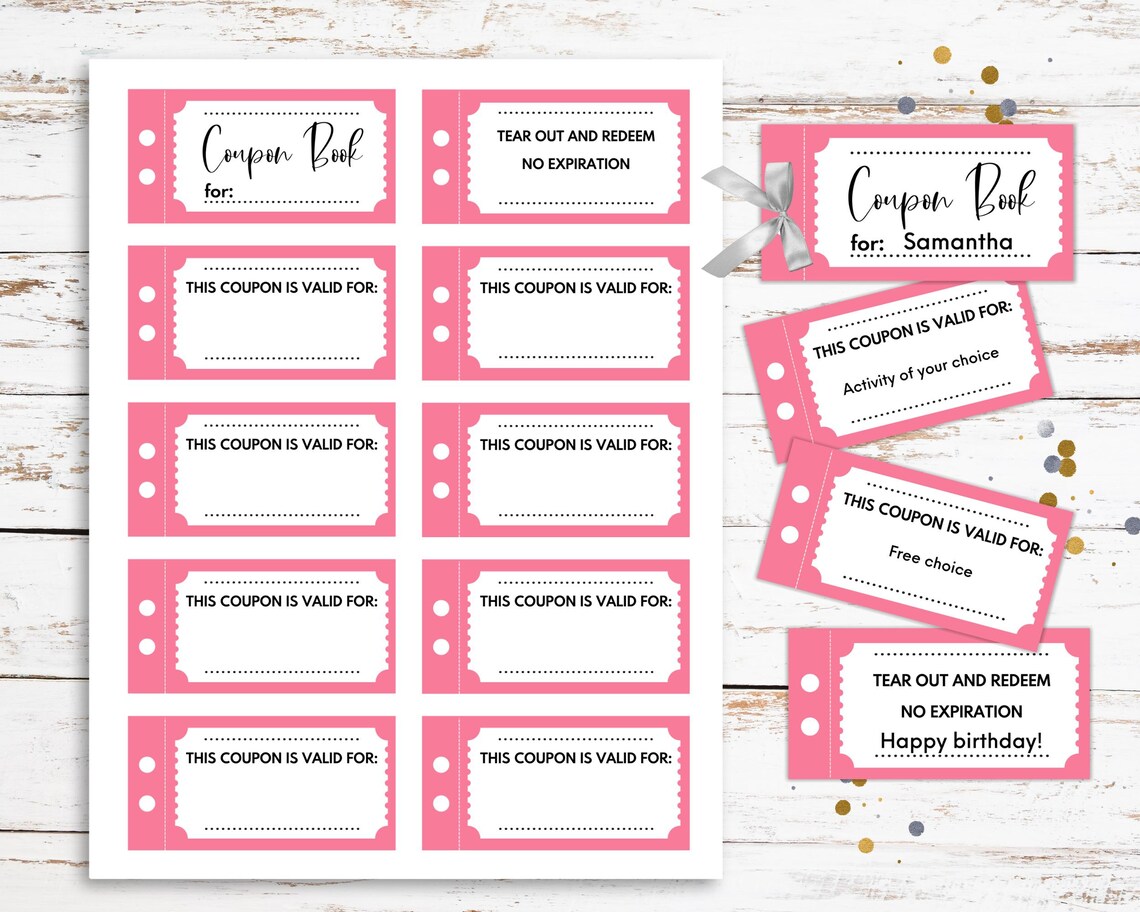 Editable Coupon Book Template, Customizable Coupon Book Blank, Blank ...