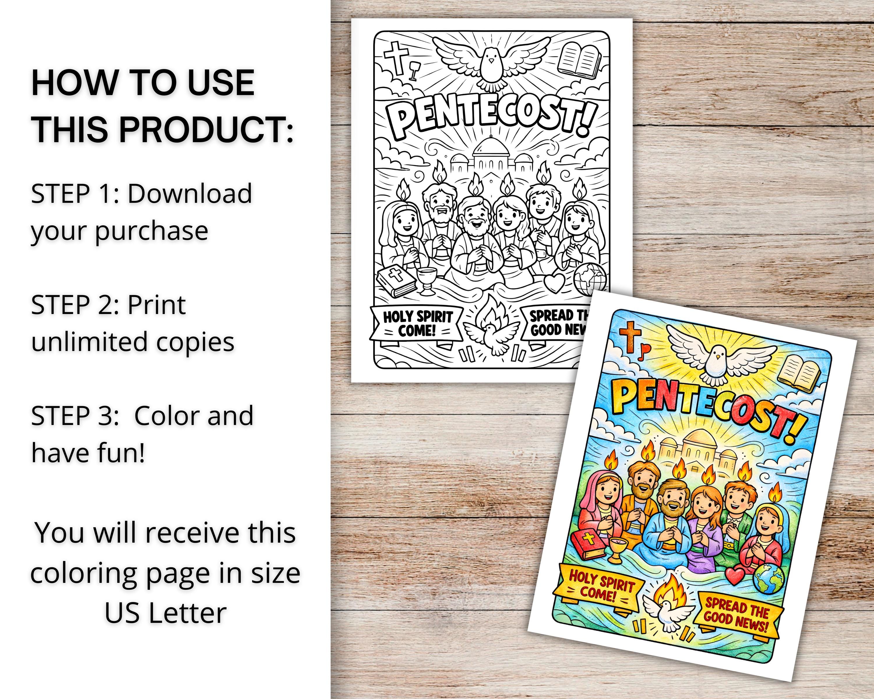 Pentecost Coloring Page, Bible Activity, Sunday School Coloring Page ...