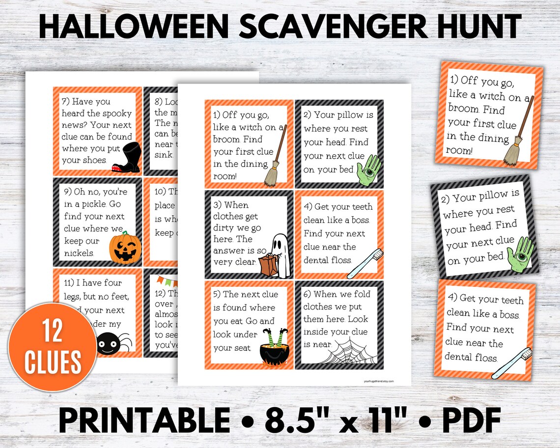 Halloween Scavenger Hunt Halloween Game for Kids Scavenger - Etsy