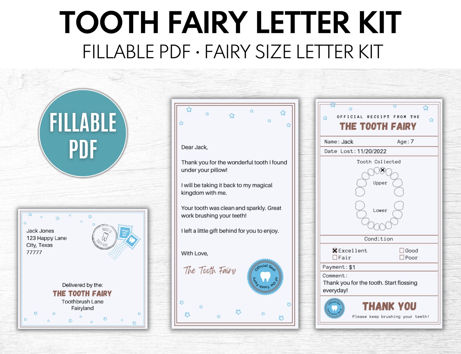 Tooth Fairy Receipt Tooth Fairy Letter Tooth Fairy Note - Etsy