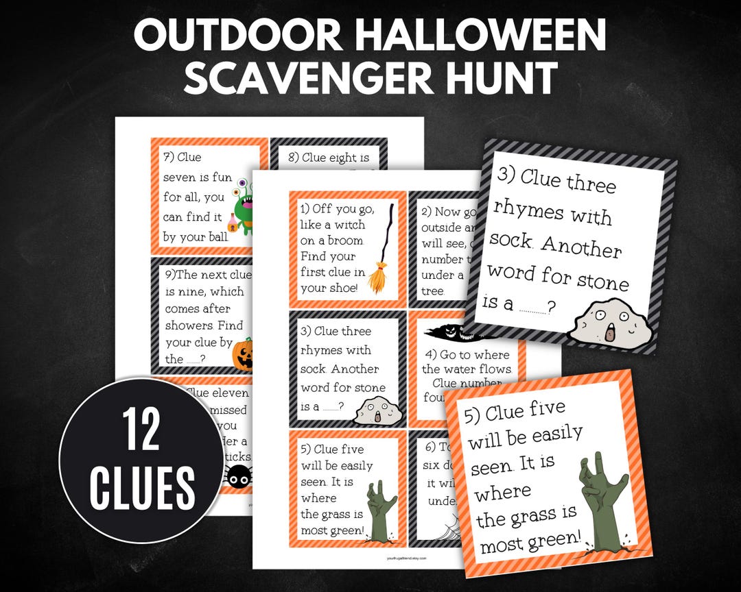 Outdoor Halloween Scavenger Hunt, Halloween Game for Kids, Scavenger ...
