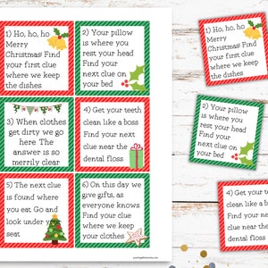 Printable Christmas Scavenger Hunt Cards, Scavenger Hunt Clues ...