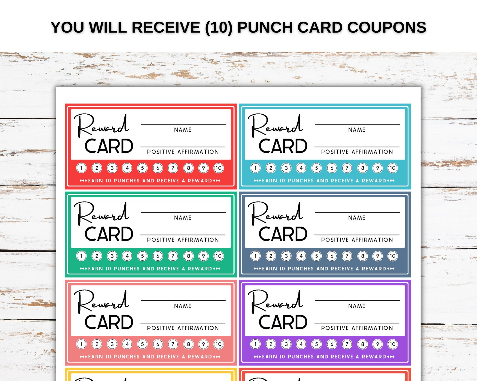 Reward Card Punch Card Reward System Kid's Reward - Etsy