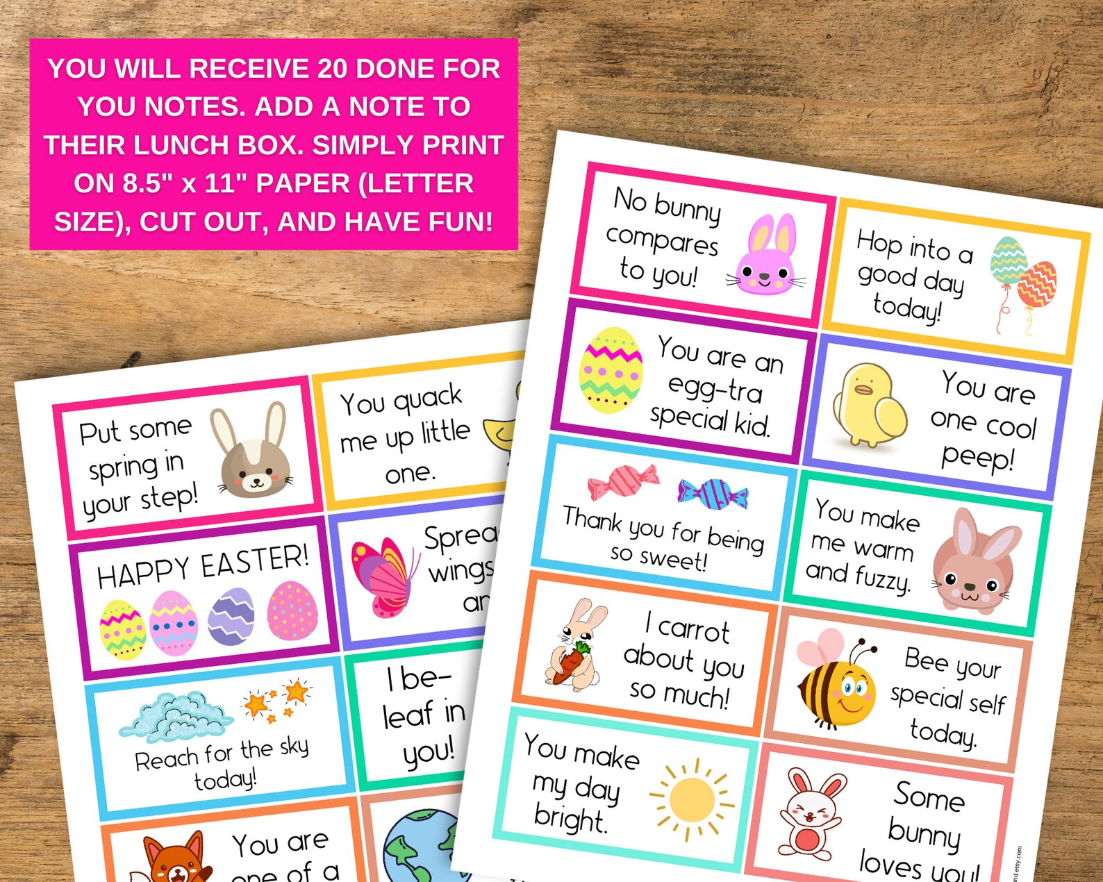 Easter Lunch Box Notes for Kids, Lunchbox Notes, Lunchbox Note ...