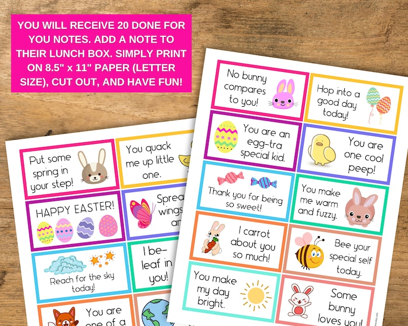 Easter Lunch Box Notes for Kids Lunchbox Notes Lunchbox Note - Etsy Canada