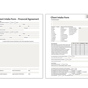 Counseling Intake Form, Therapy Client Intake Form, Financial Agreement ...