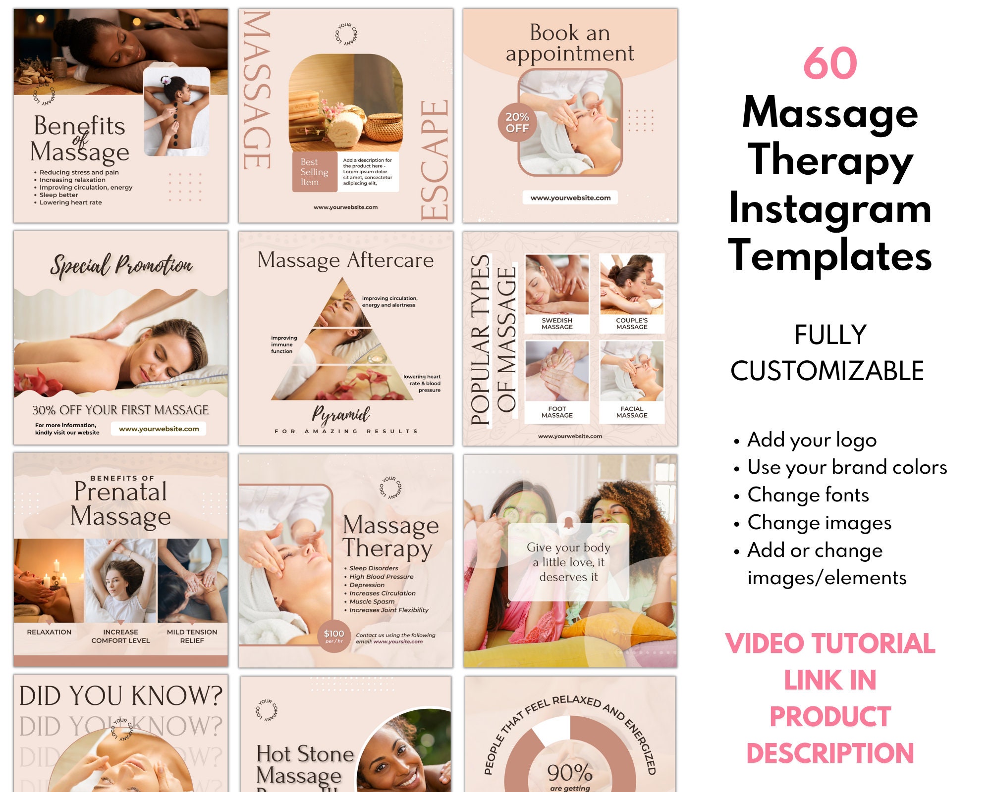 Editable Massage Therapist Instagram Posts Massage Therapy - Etsy
