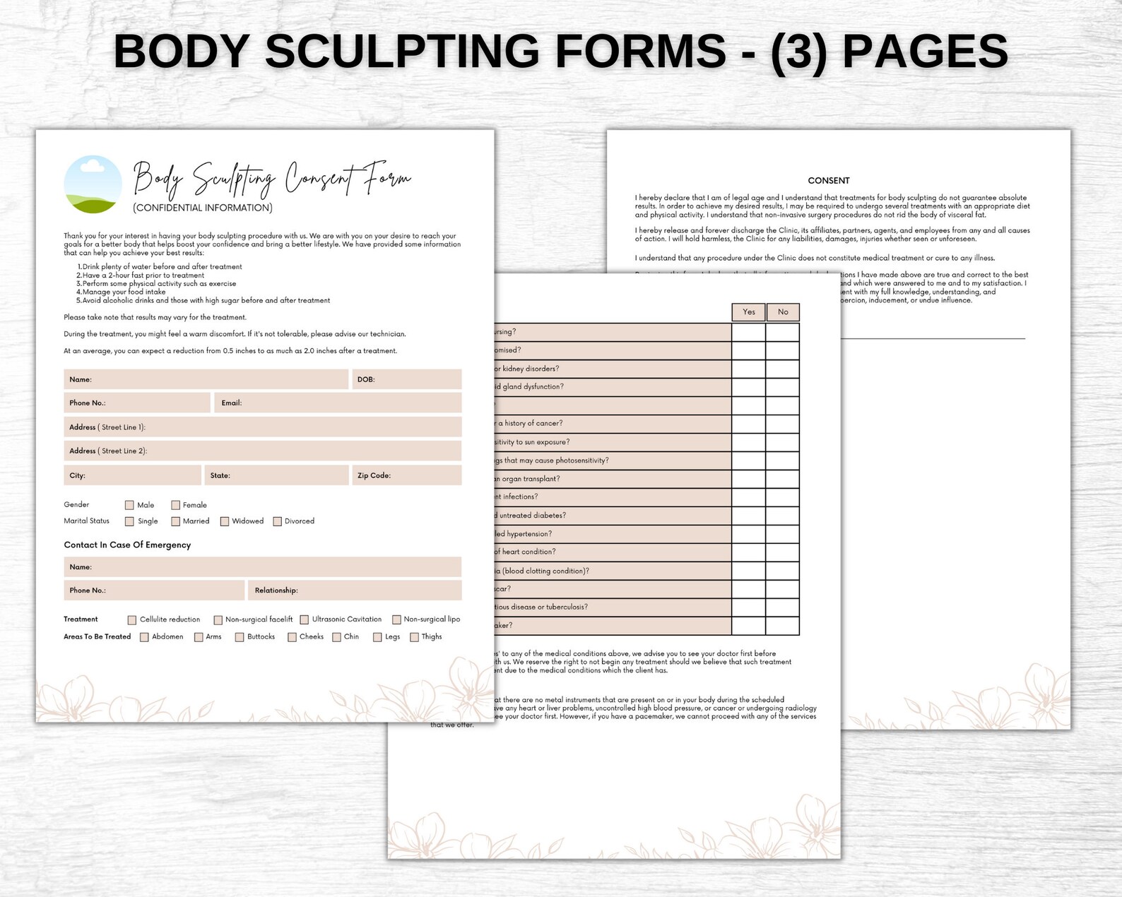 Editable Body Contouring Consent Forms, Body Sculpting, Vacuum Therapy ...