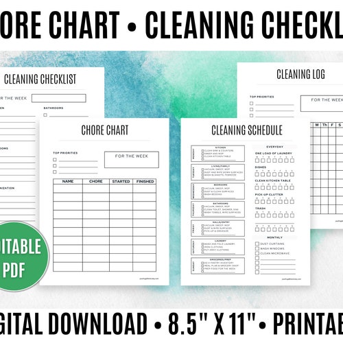 Editable Cleaning Planner Bundle Cleaning Schedule Checklist - Etsy