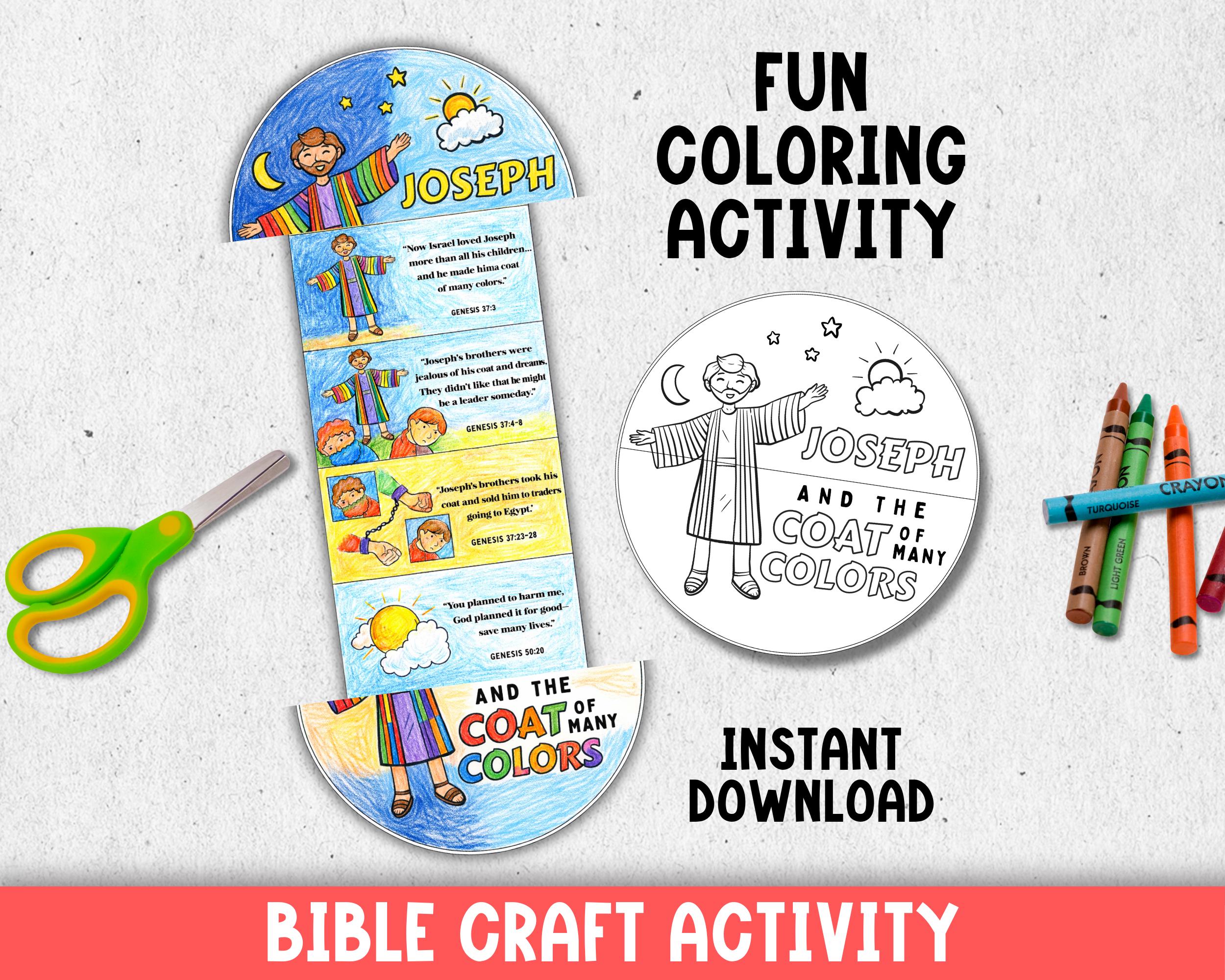 Joseph and the Coat of Many Colors Folding Bible Craft, Coloring Craft ...