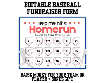 Editable Baseball Fundraiser Sheet, Fill My Plate, Baseball Fundraiser ...