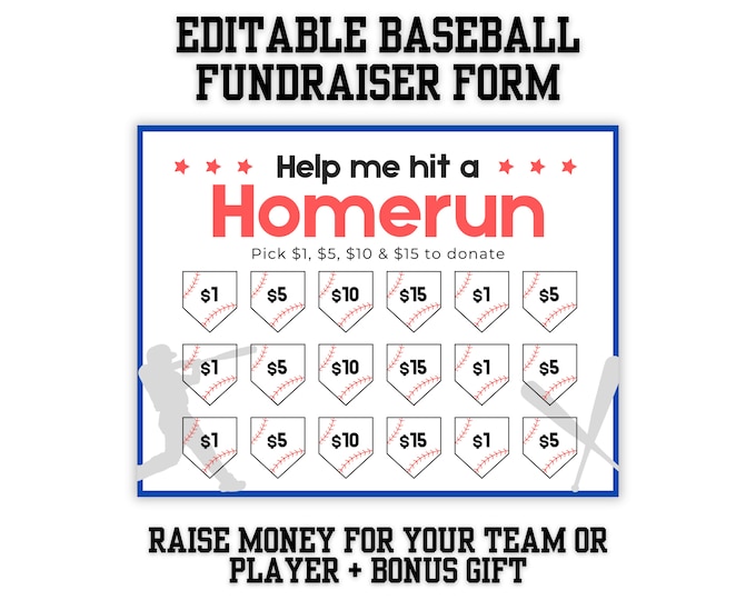 Editable Baseball Fundraiser Sheet, Fill My Plate, Baseball Fundraiser ...