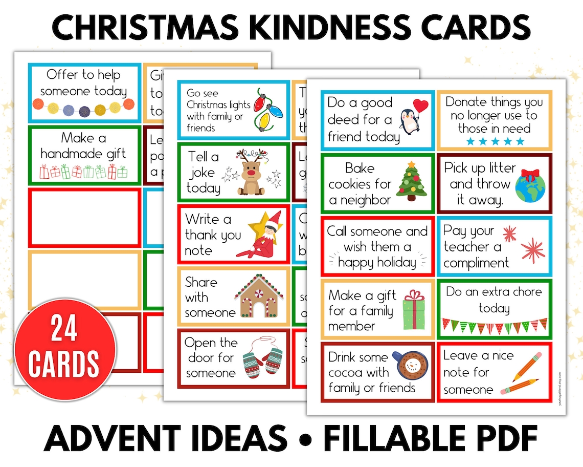 Christmas Kindness Cards Christmas Countdown Advent Ideas - Etsy