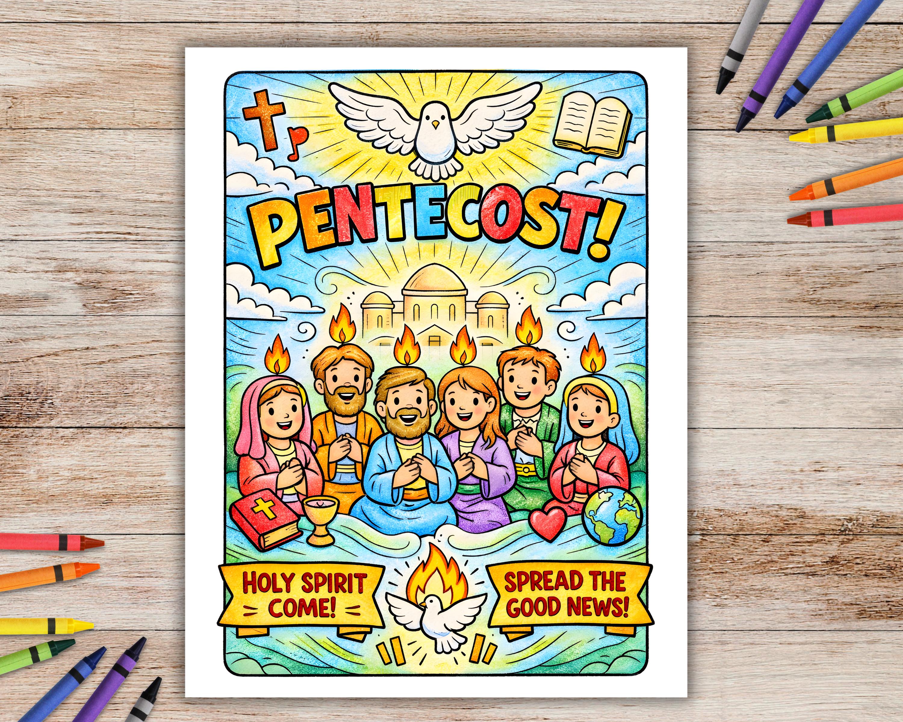 Pentecost Coloring Page, Bible Activity, Sunday School Coloring Page ...