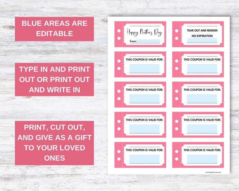 Mother's Day Coupon Book Personalized Gifts for Mom - Etsy