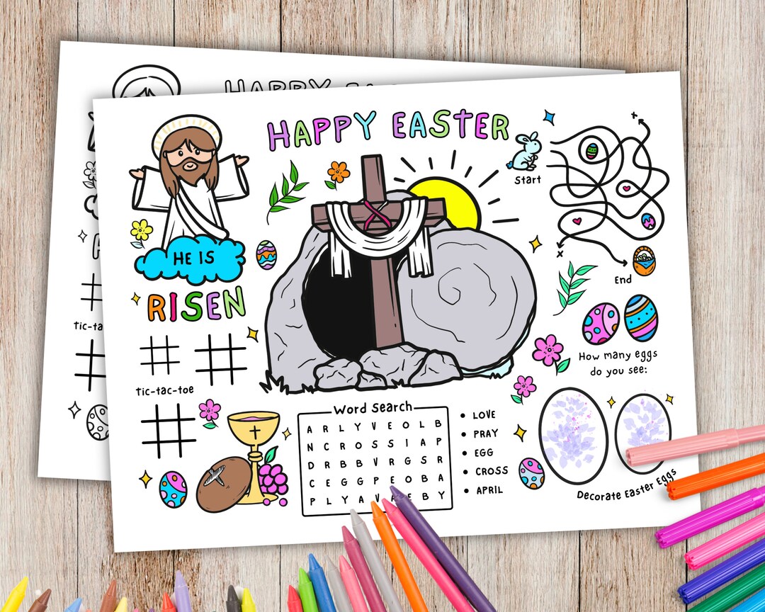 Bible Activity, Easter Coloring Page, He is Risen Coloring Activity ...