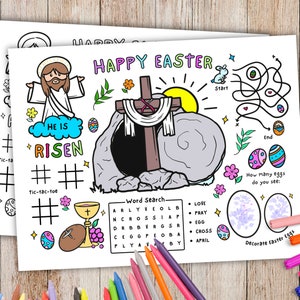 Bible Activity, Easter Coloring Page, He is Risen Coloring Activity ...
