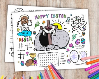 Easter Coloring Sheet He is Risen Crosses - Etsy